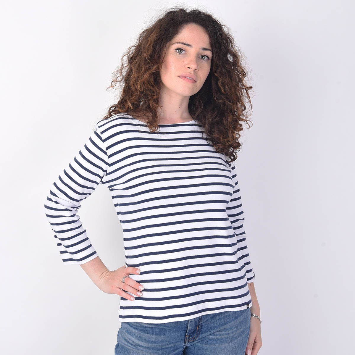 Crouesty women's classic sailor top with 3/4 sleeves in organic cotton ...