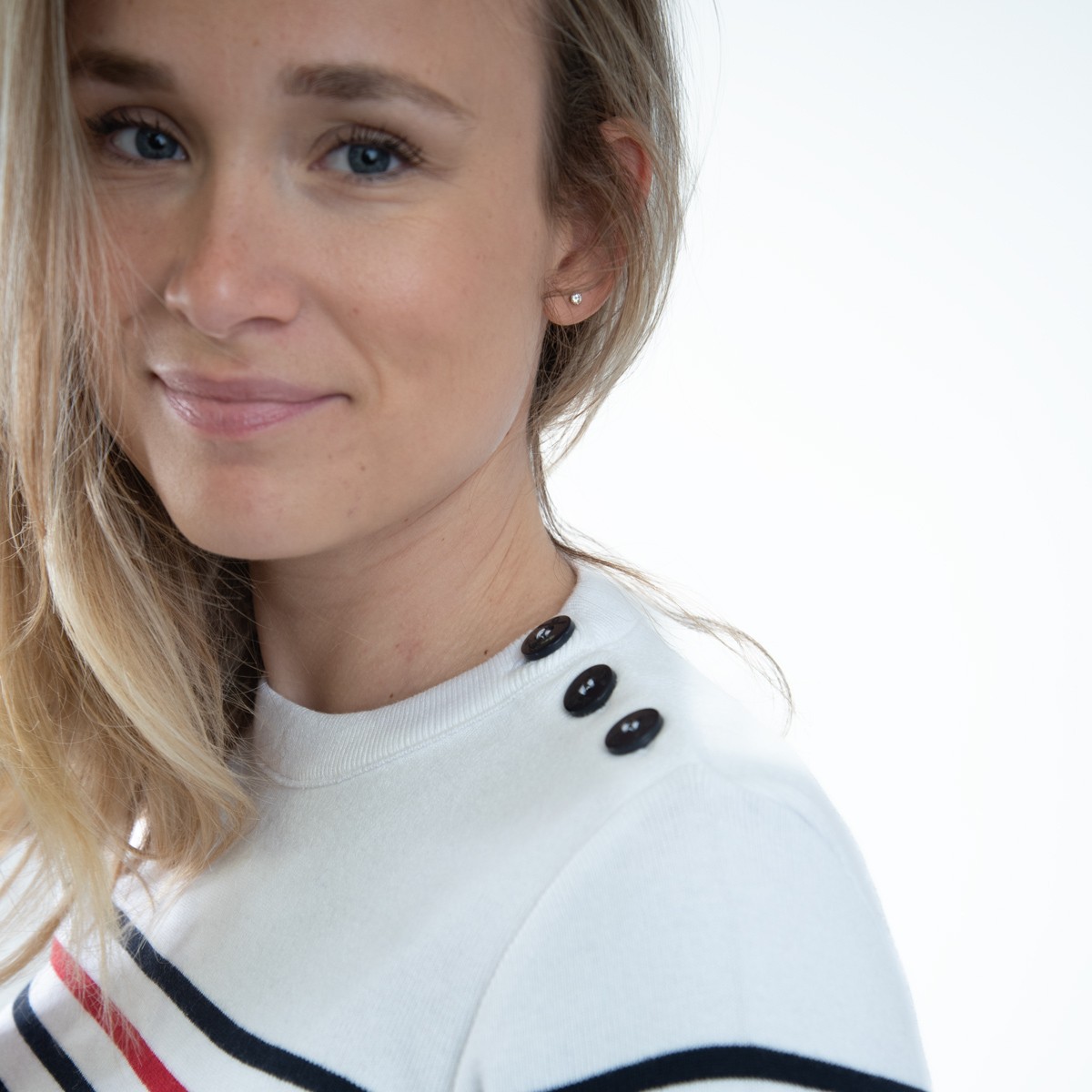 Women's sailor sweater with elbow patches in cotton and acrylic FRÉHEL ...