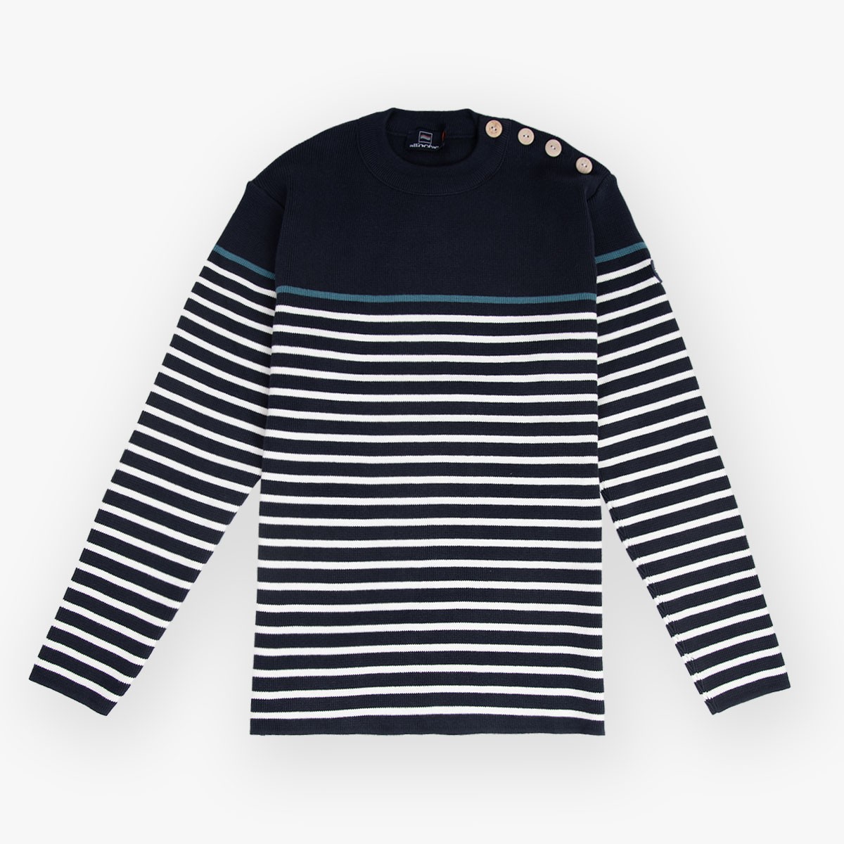 Pull marin homme Audierne en mélange de coton avec coudières ...
